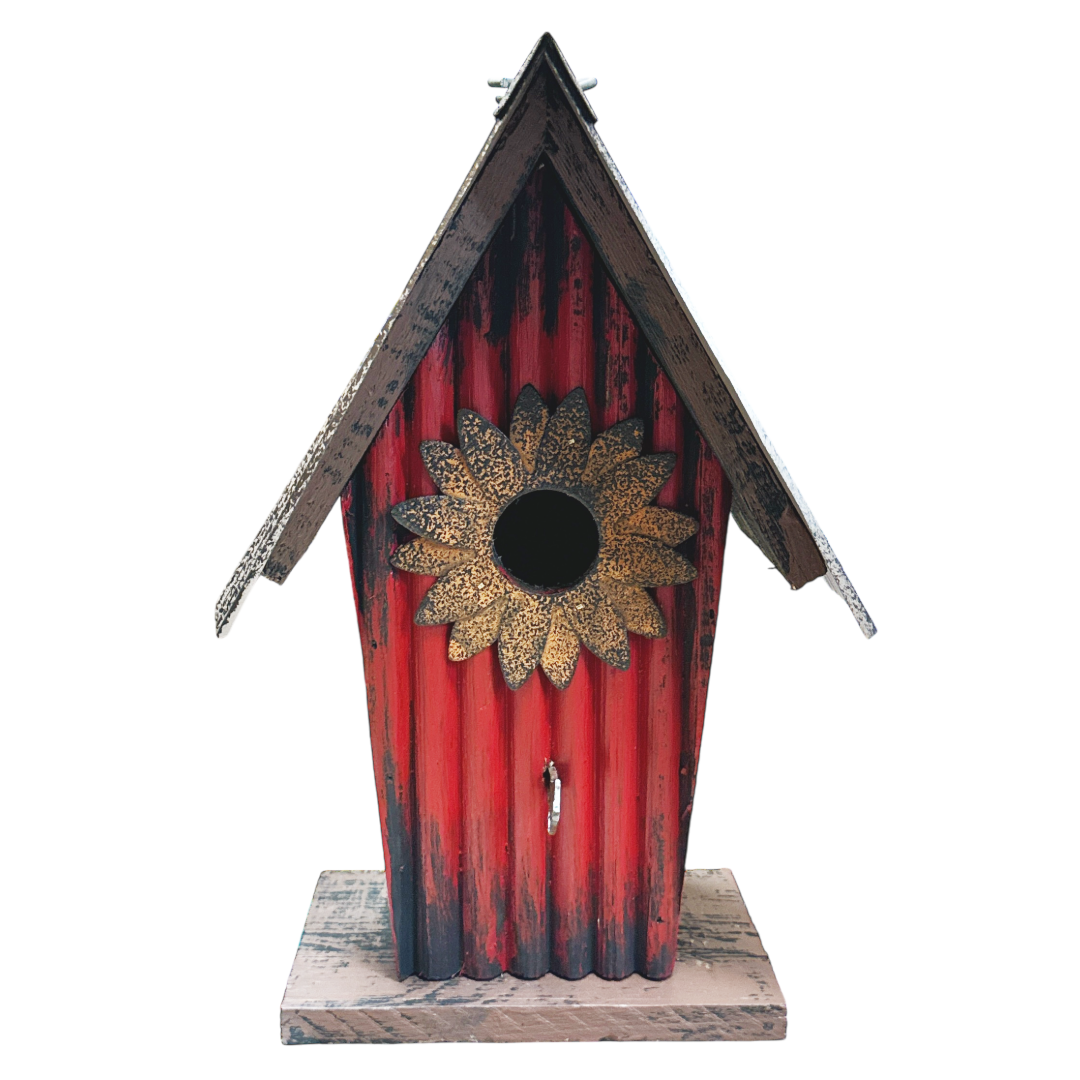 10" Red Wooden Birdhouse — Berry Hill