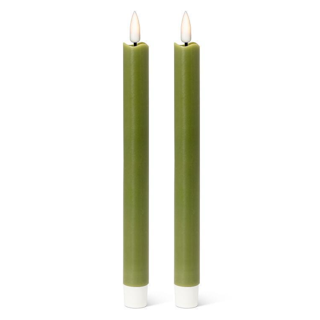 9.5" Green Luxlite LED Taper Candles (Set of 2) — Berry Hill