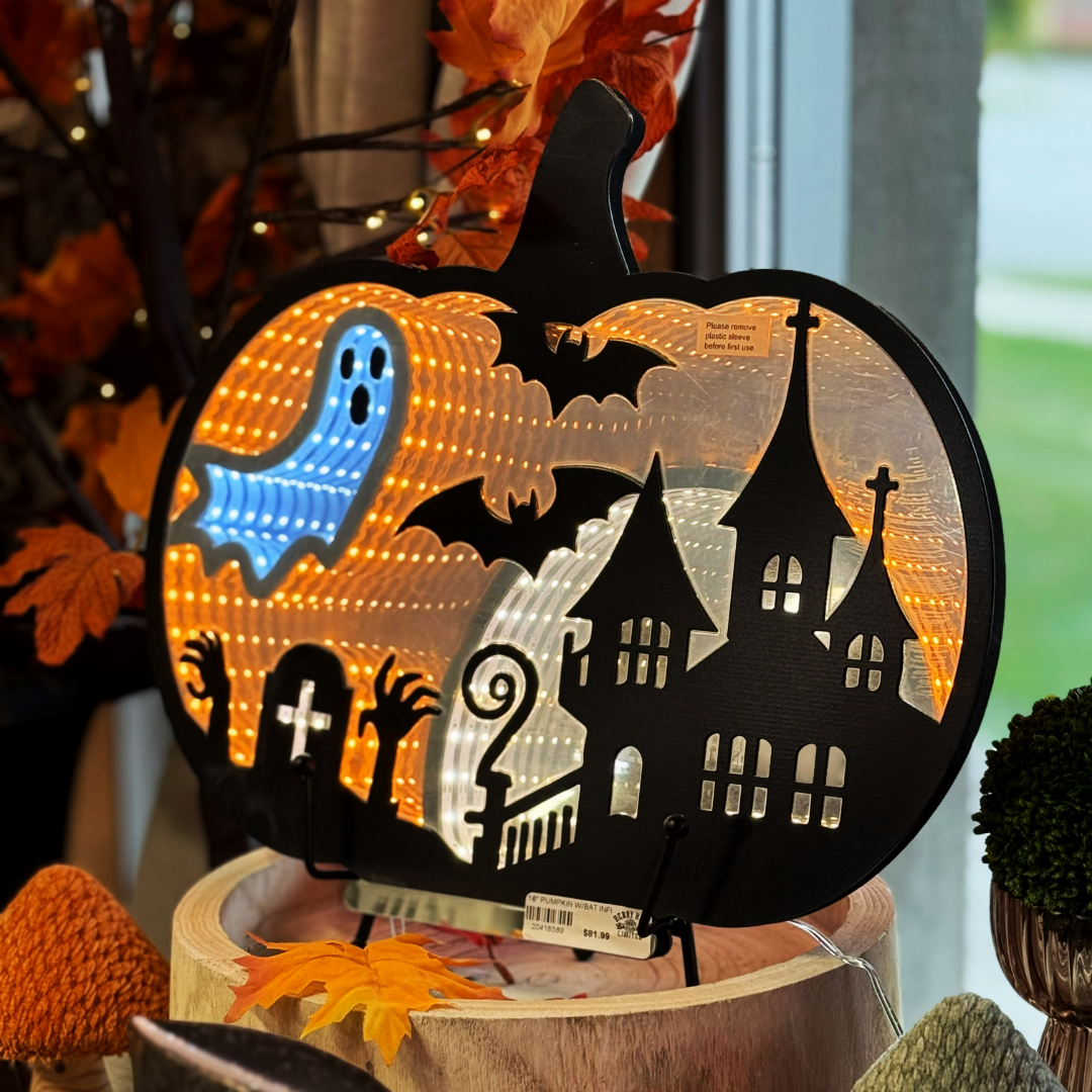 16" Pumpkin with Ghost Infinity Light — Berry Hill